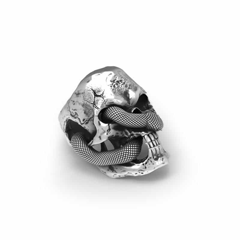 ANELLO TESCHIO SERPENTE | argento 925 | FEEL NO PAIN